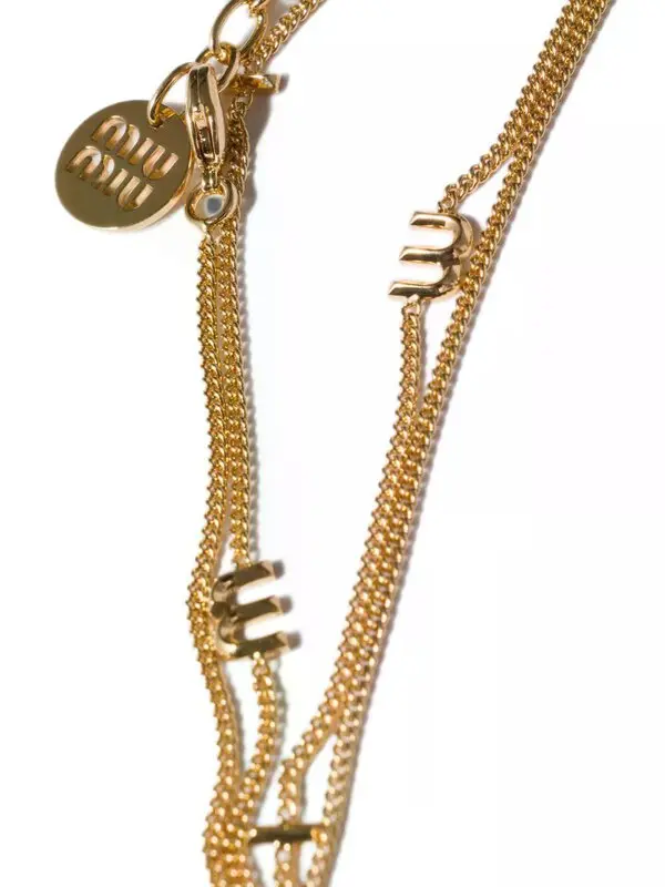 Miu Miu Metal Necklace With Logo Detail