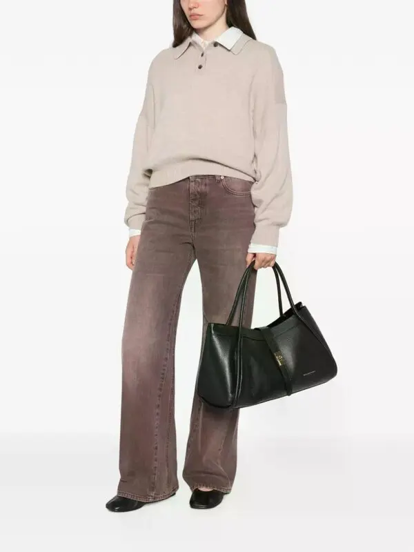 ADRIANNA FERETTI Pebbled Leather Tote Bag