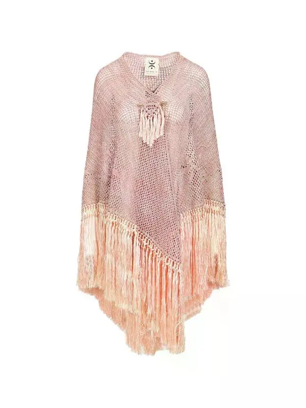 CHIARA IS Fringed Open-knit Scarf - Pink