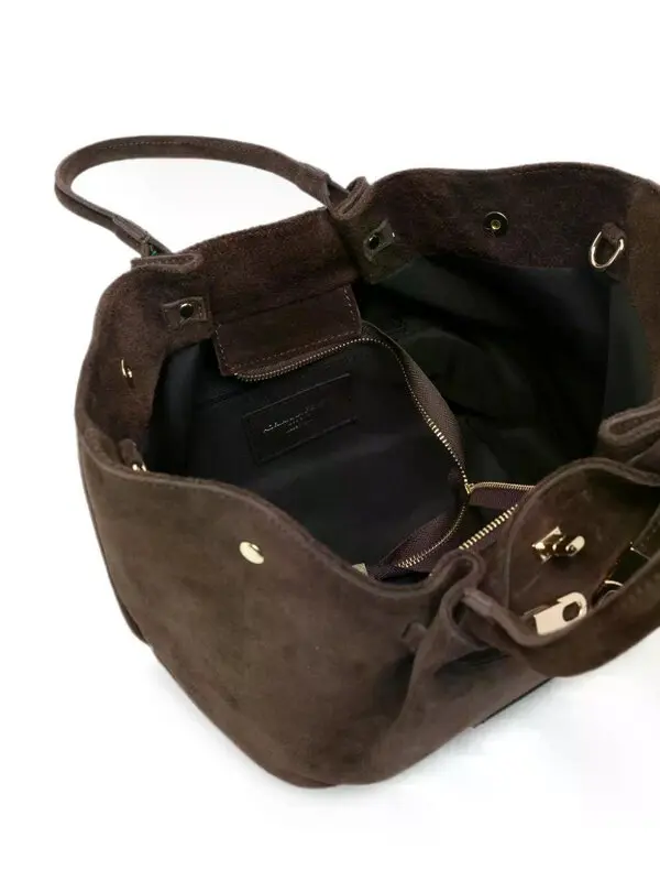 ADRIANNA FERETTI Suede Logo-patch Tote Bag