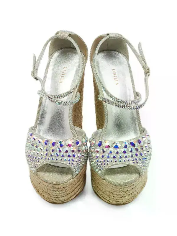 LE SILLA Crystal-embellished Espadrille Wedge Sandals