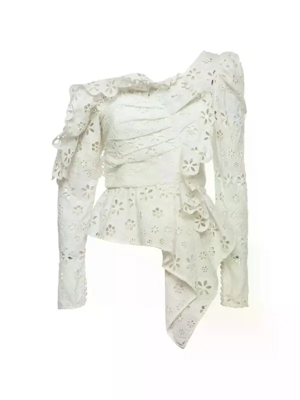 SELF-PORTRAIT Floral Broderie Asymmetric Top