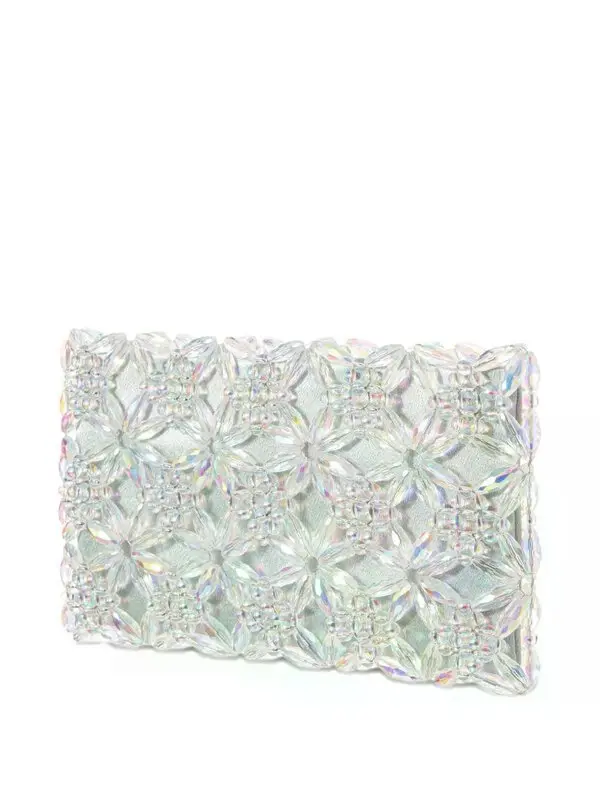 0711 TBILISI Rhea Bead-embellished Clutch Bag - White
