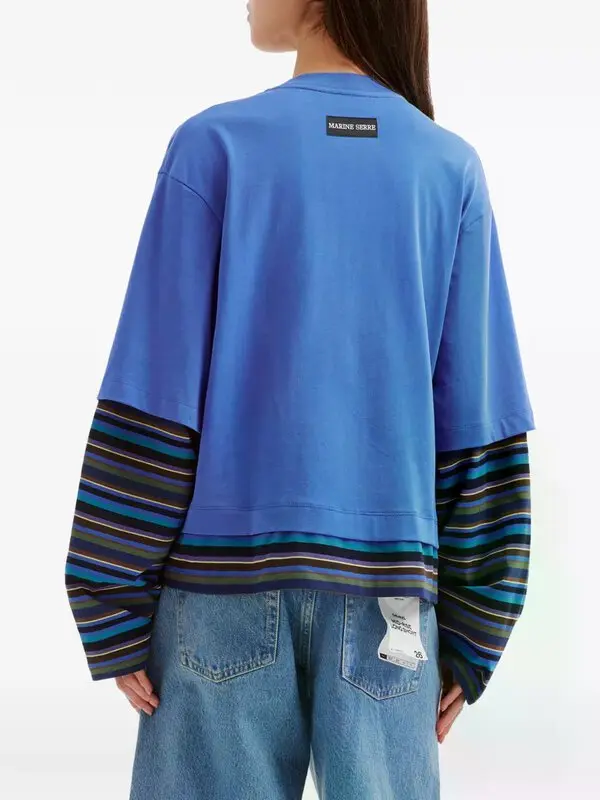 MARINE SERRE Layered-sleeve Moon-patch T-shirt