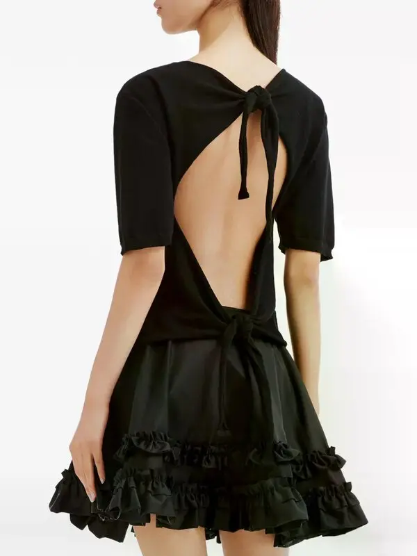 GANNI Cut-out Tie-fastening Sweater - Black