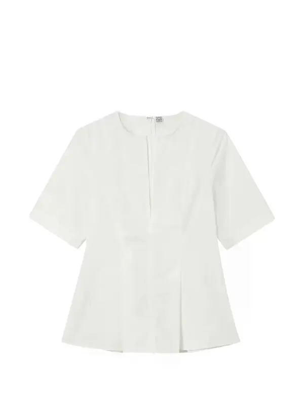 TOTEME Split-neck Pleated Blouse