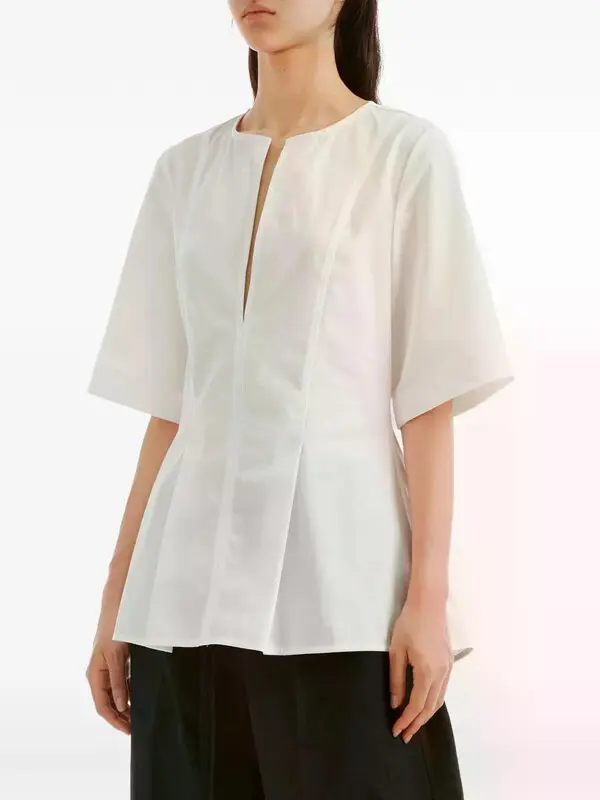 TOTEME Split-neck Pleated Blouse