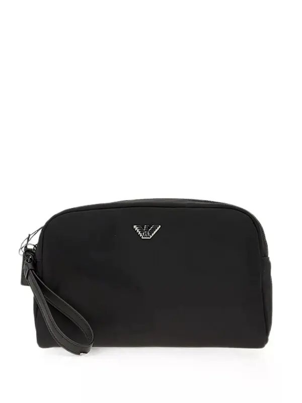 Emporio Armani Logo-plaque Wristlet Clutch Bag - Black