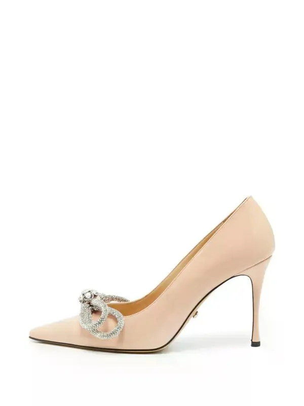 Mach & Mach Double Bow Pointed Toe Patent Pumps - Neutrals