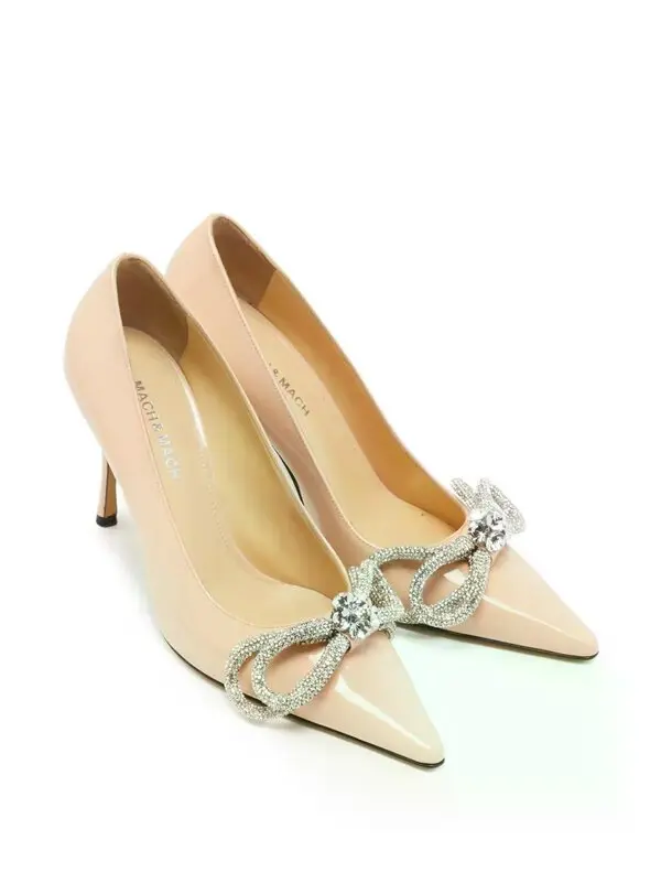Mach & Mach Double Bow Pointed Toe Patent Pumps
