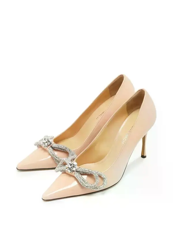 Mach & Mach Double Bow Pointed Toe Patent Pumps