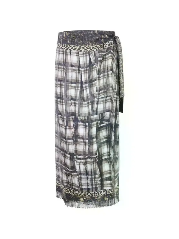 PIERRE-LOUIS MASCIA Check-pattern Fringed Midi Skirt