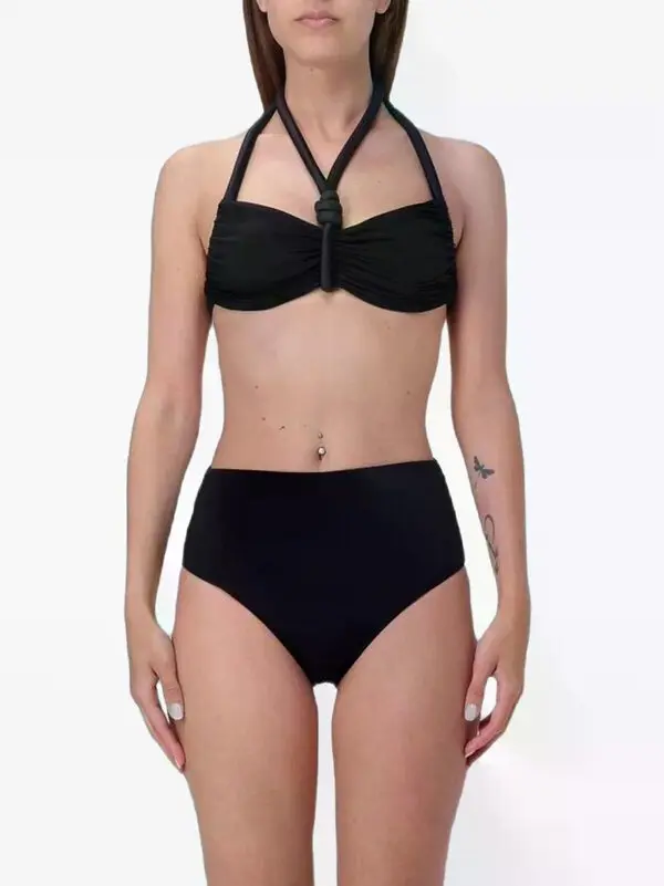 MAYGEL CORONEL Ruched Halterneck Bikini - Black