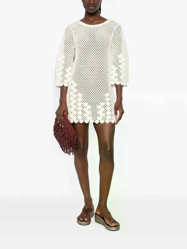 Posse Saskia Floral-crochet Mini Dress - Neutrals