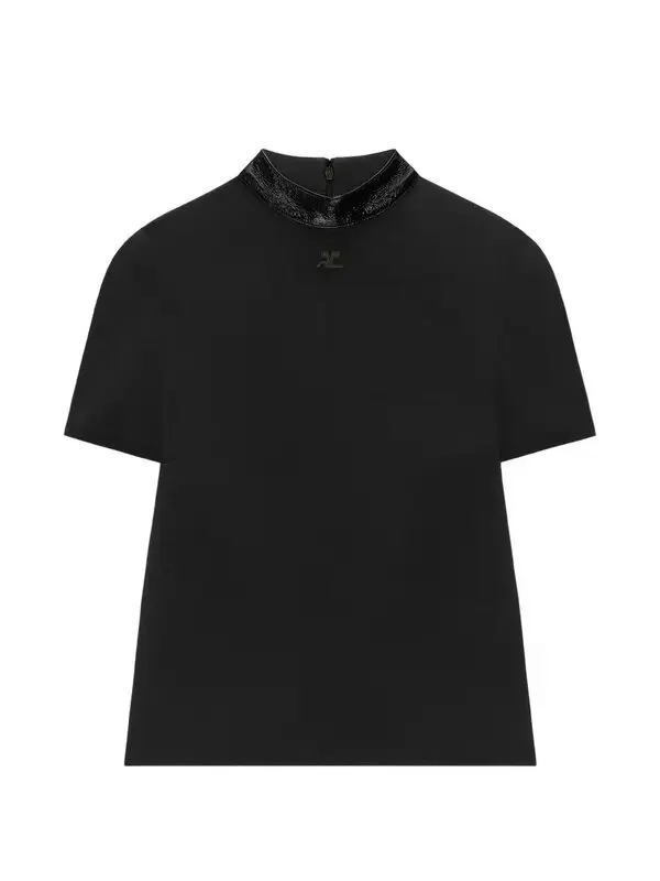 COURREGES High-neck T-shirt With Vinyl Trim