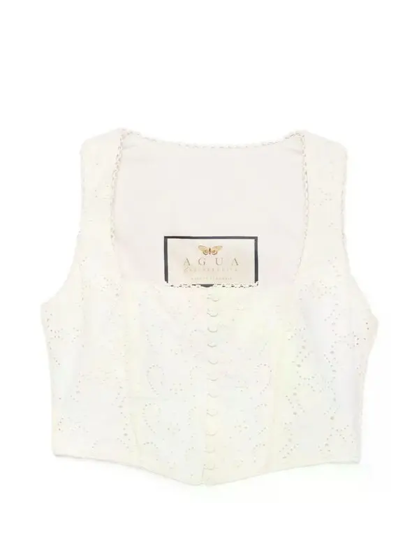 Agua Bendita Cornalina Eyelet-embroidered Crop Top - Neutrals