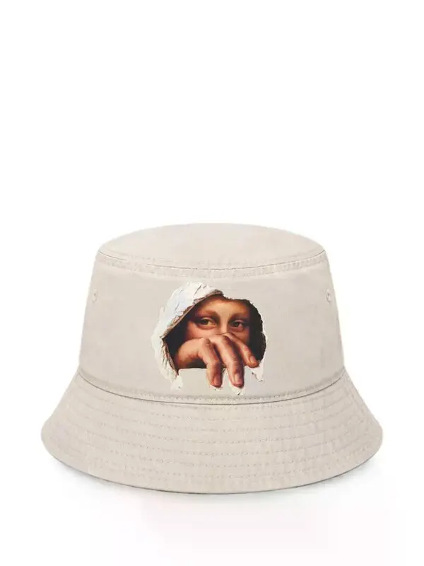 MELT Graphic-print Cotton Bucket Hat - Neutrals
