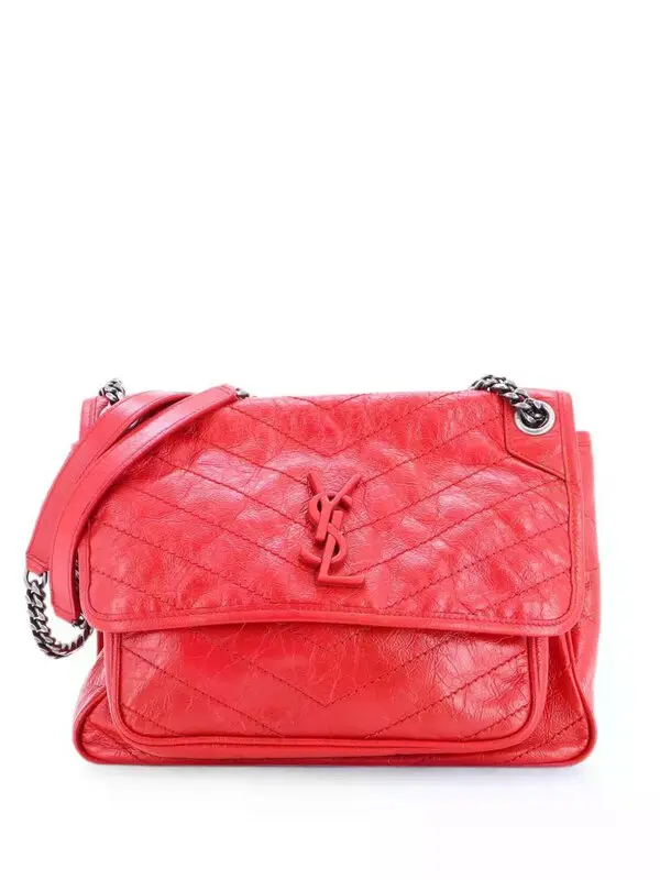 Saint Laurent Niki Chain Flap Bag Matelasse Chevron Leather Medium Shoulder Bag