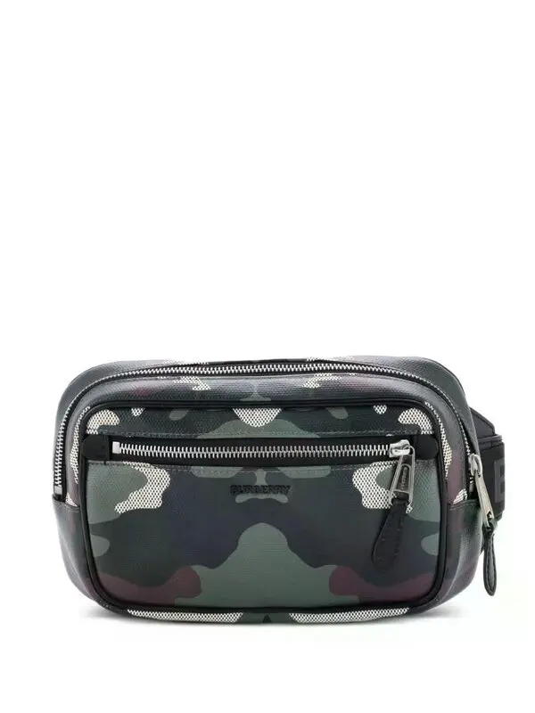 Burberry Camouflage Coated Canvas Belt Bag - Green