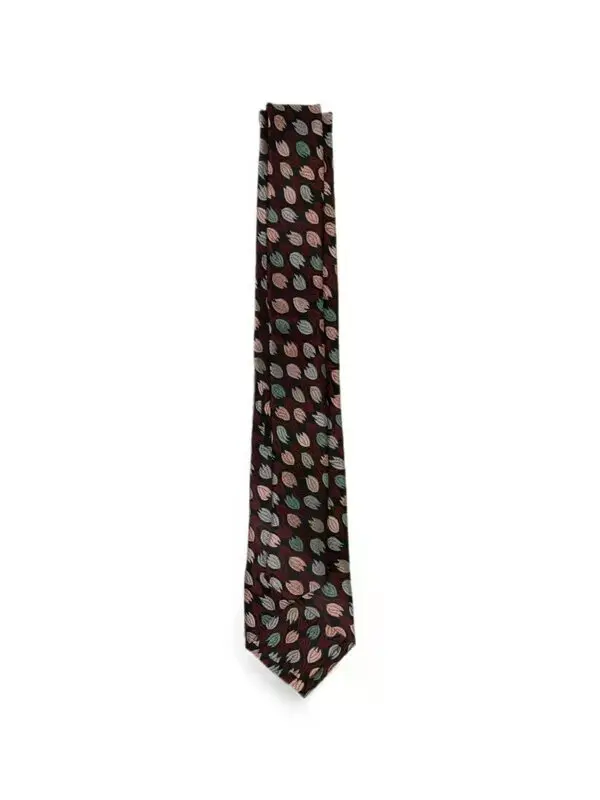 Yohji Yamamoto Graphic Pattern Neck Tie - Black