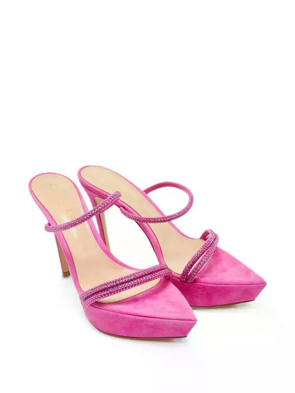 GIANVITO ROSSI Crystal Embellished Stiletto Platform Sandals - Pink