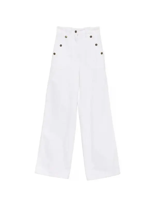 Max Mara Button-detail Wide-leg Trousers - White