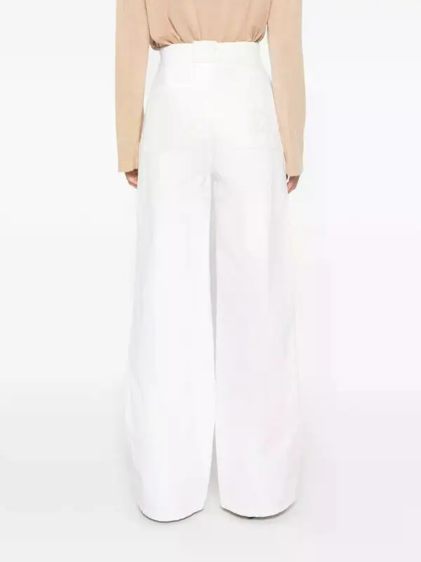 Max Mara Button-detail Wide-leg Trousers - White