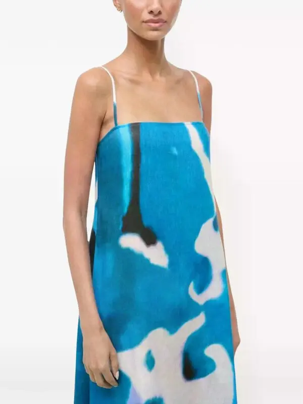 Staud Laura Linen Dress With Abstract Print