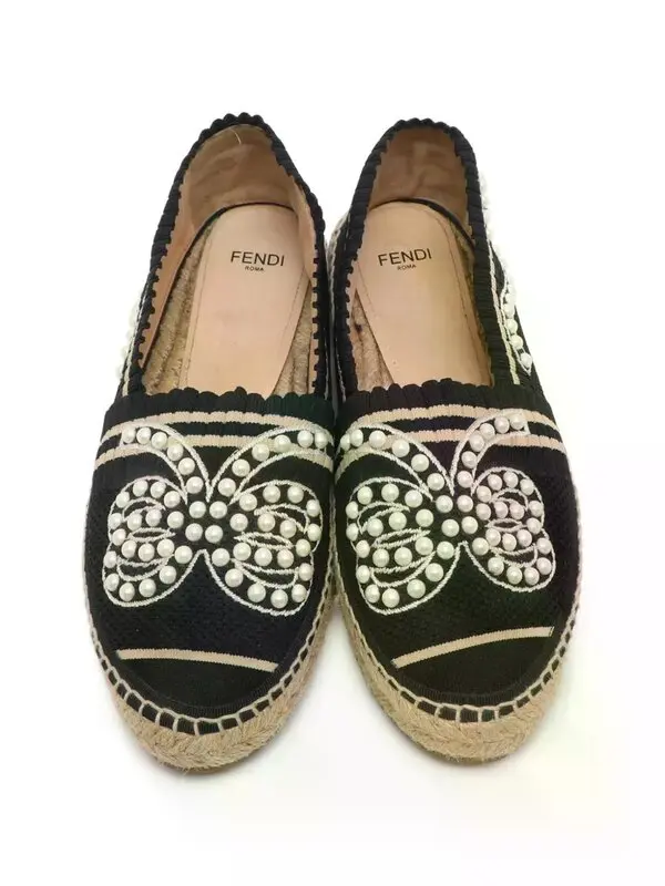 Fendi Pearl Embellished Espadrilles