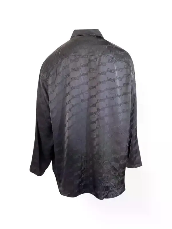 Balenciaga Logo-print Silk Long-sleeve Shirt - Black