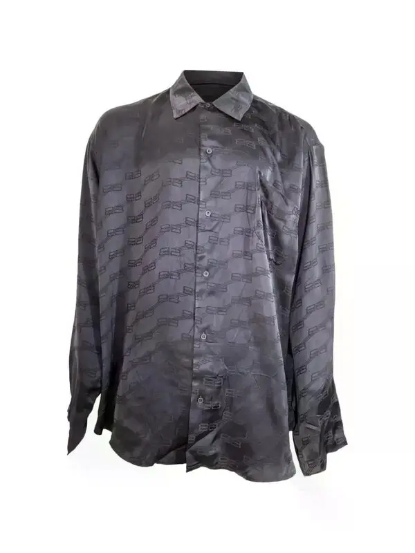Balenciaga Logo-print Silk Long-sleeve Shirt