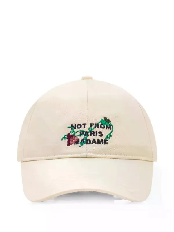 Drole De Monsieur Vine-embroidered Cap - Neutrals