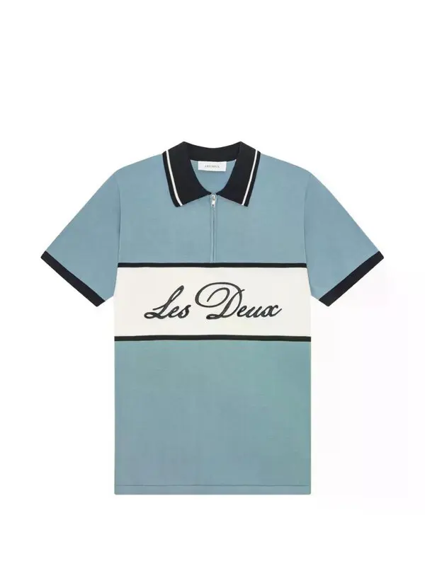 LES DEUX Colour-block Quarter-zip Polo Shirt
