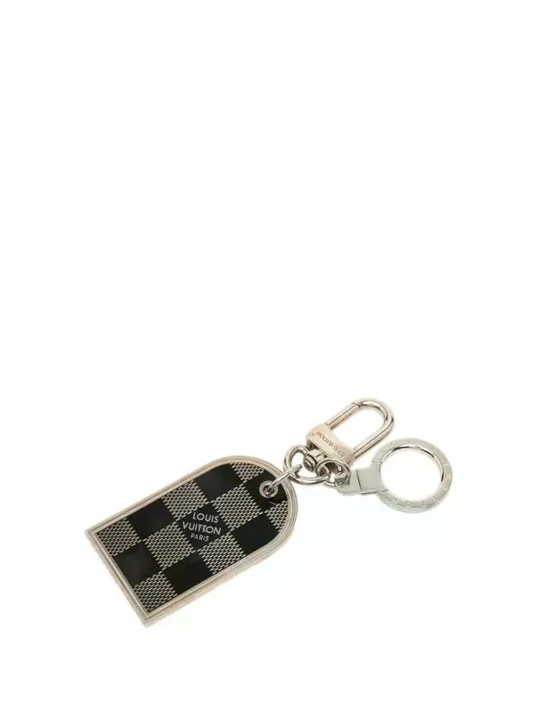 LOUIS VUITTON 2000-2020 Brass Damier Porte Cles Address Bag Charm And Holder Key Chain - Silver