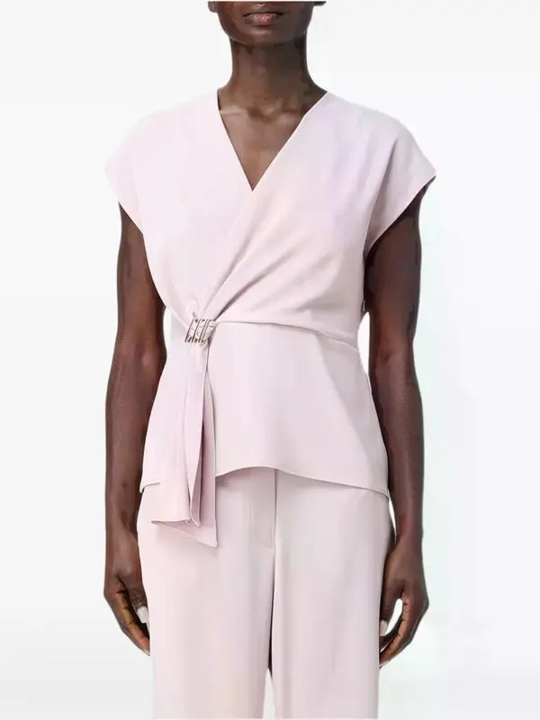 HANITA Buckle Detail Wrap Top - Pink