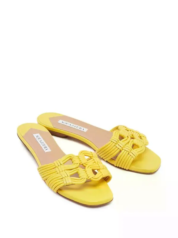 AQUAZZURA Leather Woven Strap Slides