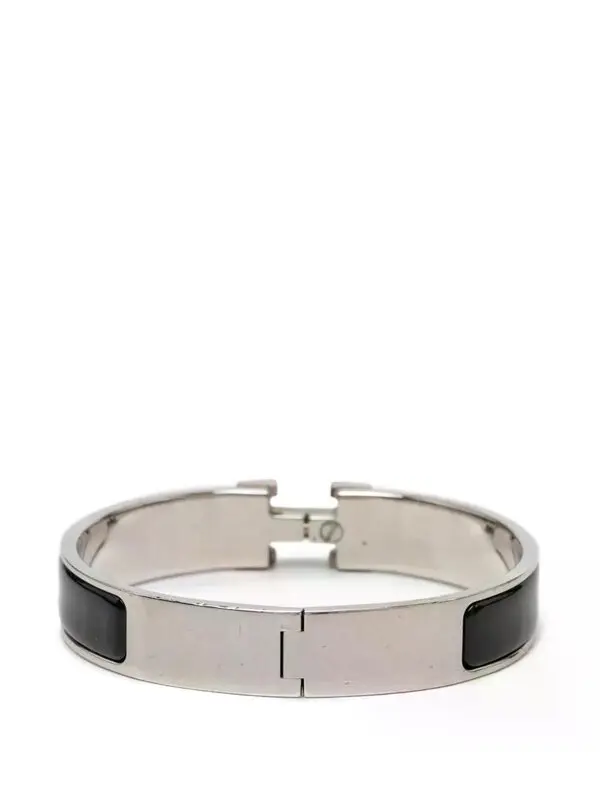 Hermès Enamel And Palladium-plated Metal Clic H Bracelet Pm - Black