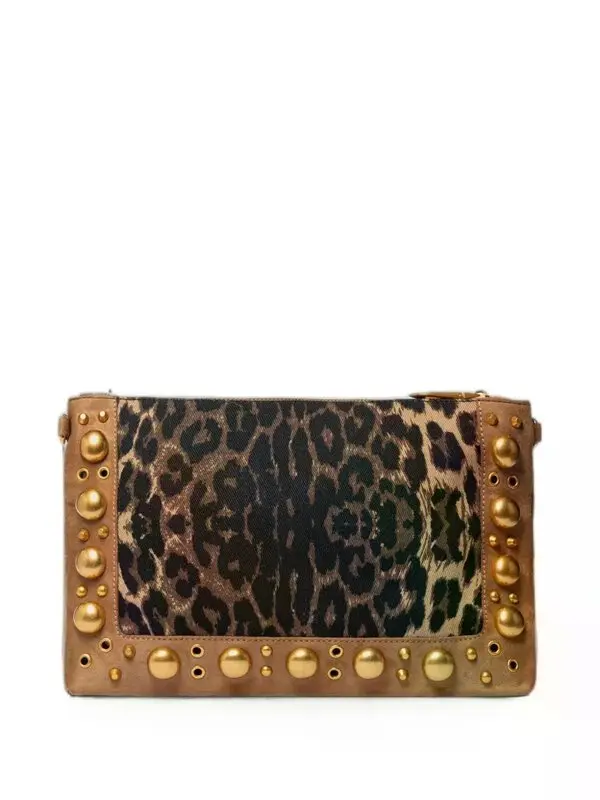 SECRET PON-PON Tatiana Leopard-print Studded Shoulder Bag