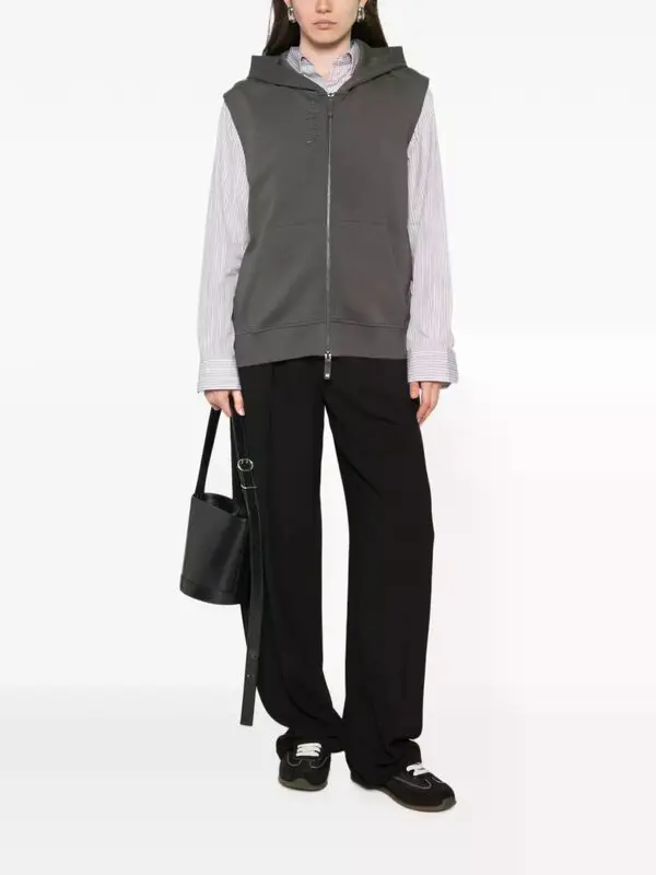 Max Mara Sleeveless Zip-fastening Hoodie - Grey