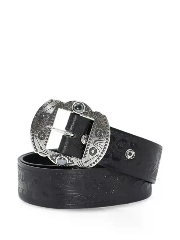 HTC LOS ANGELES Floral-embossed Leather Belt
