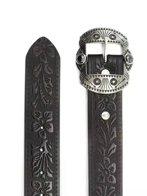 HTC LOS ANGELES Floral-embossed Leather Belt