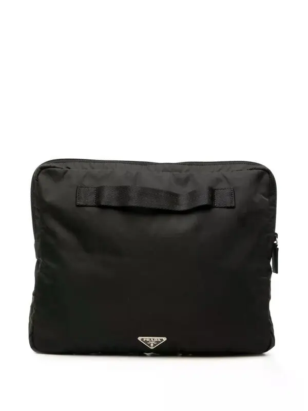 Prada 2013-2026 Tessuto Laptop Case Clutch Bag - Black