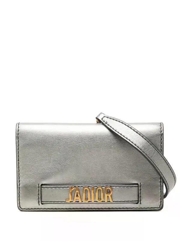 Dior Metallic Calfskin Jadior Clutch With Chain Crossbody Bag - Silver