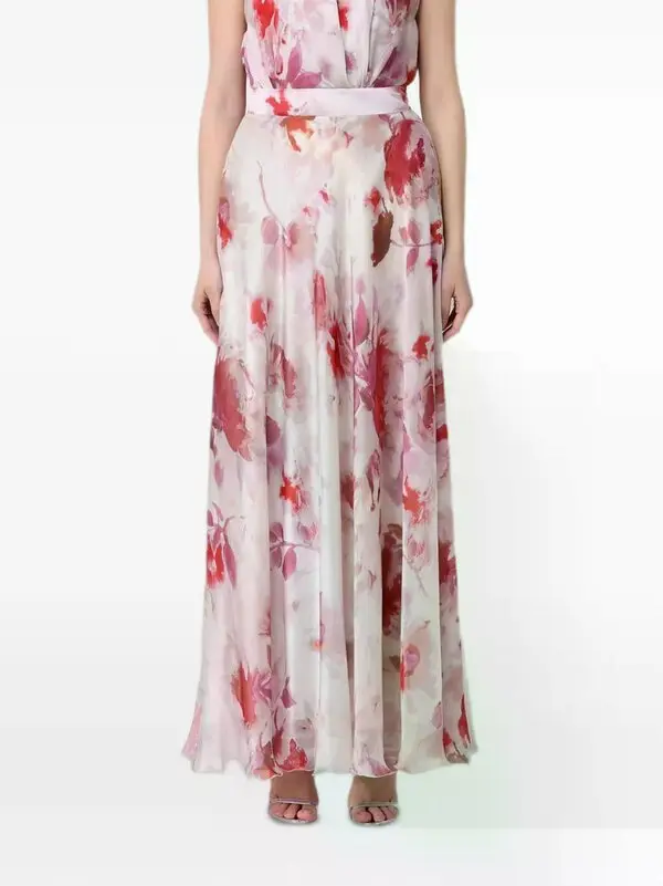 HANITA Floral Print Chiffon Skirt - Neutrals