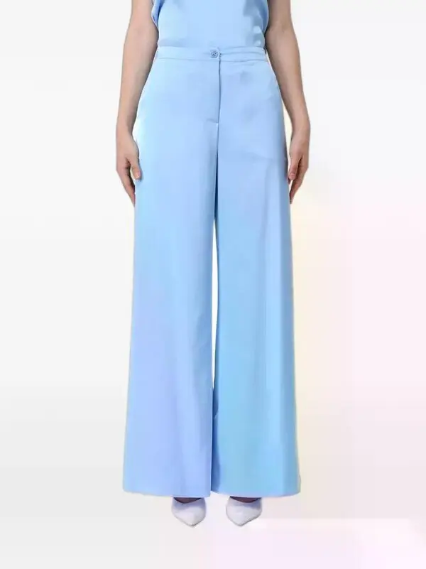 HANITA Crepe Wide-leg Trousers - Blue