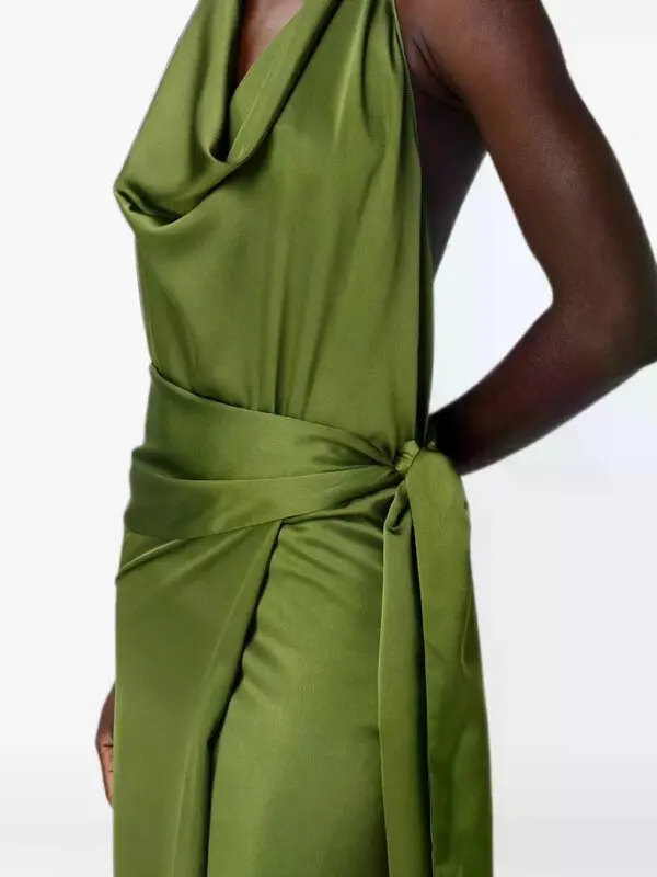 HANITA Maxi Satin-finish Cowl-neck Halterneck Dress