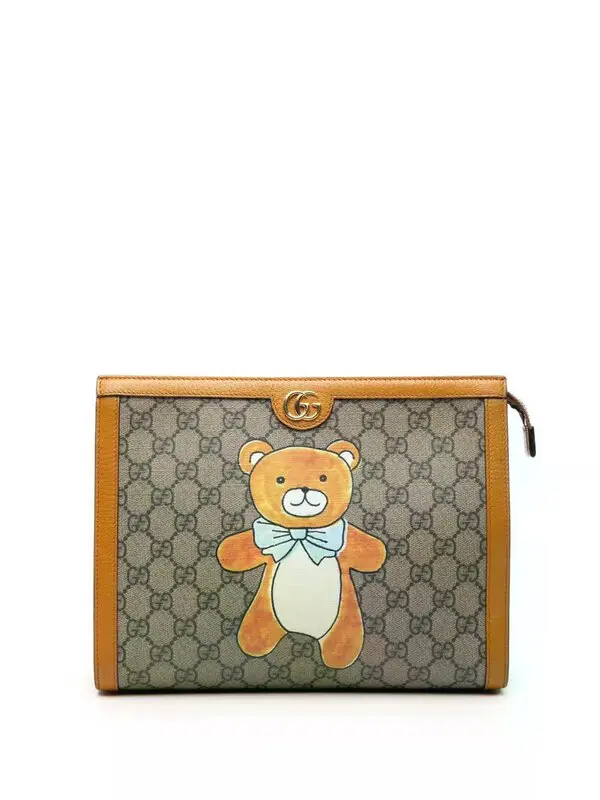 Gucci Gg Supreme Teddy Bear Clutch Bag