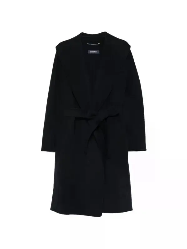 Max Mara Belted Long Sleeve Coat - Blue