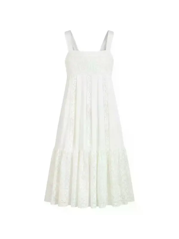 SEMICOUTURE Lace-panelled Tiered Maxi Dress - White