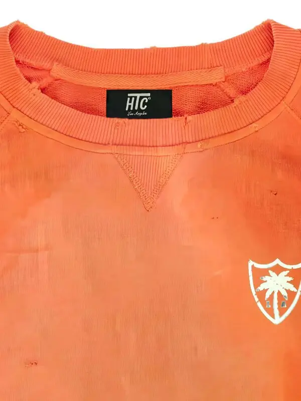 HTC LOS ANGELES Lil Palm Logo-print Distressed Sweater